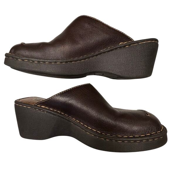 Cherokee | Shoes | Vintage Cherokee Brown Leather Size 9 Wedge Mule ...